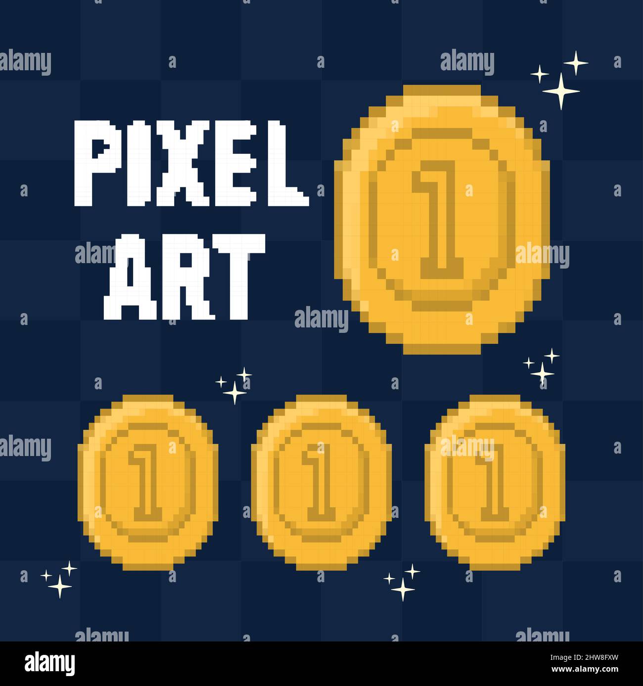 pixel art coins card Stock Vector Image & Art - Alamy