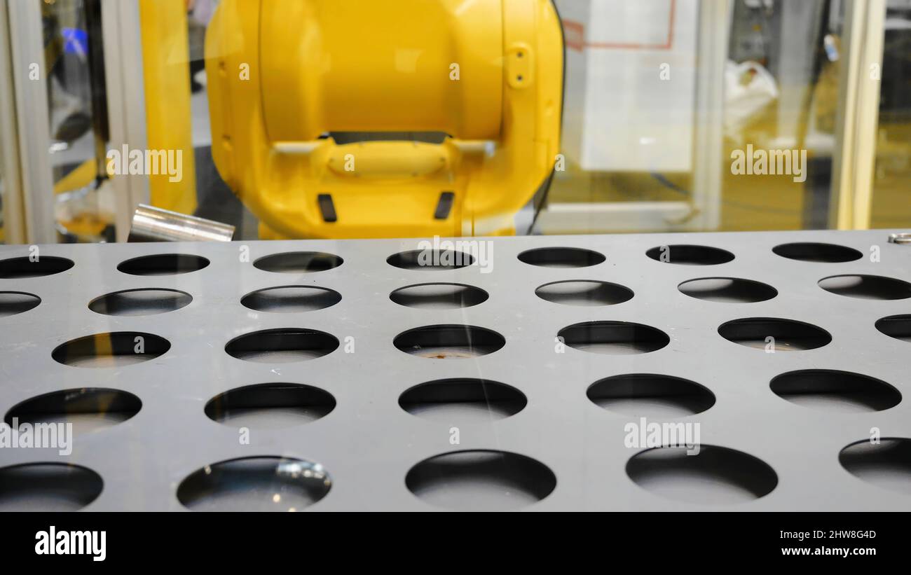 Robotic sorting system. Media. Gripper on universal robot is sorting ...