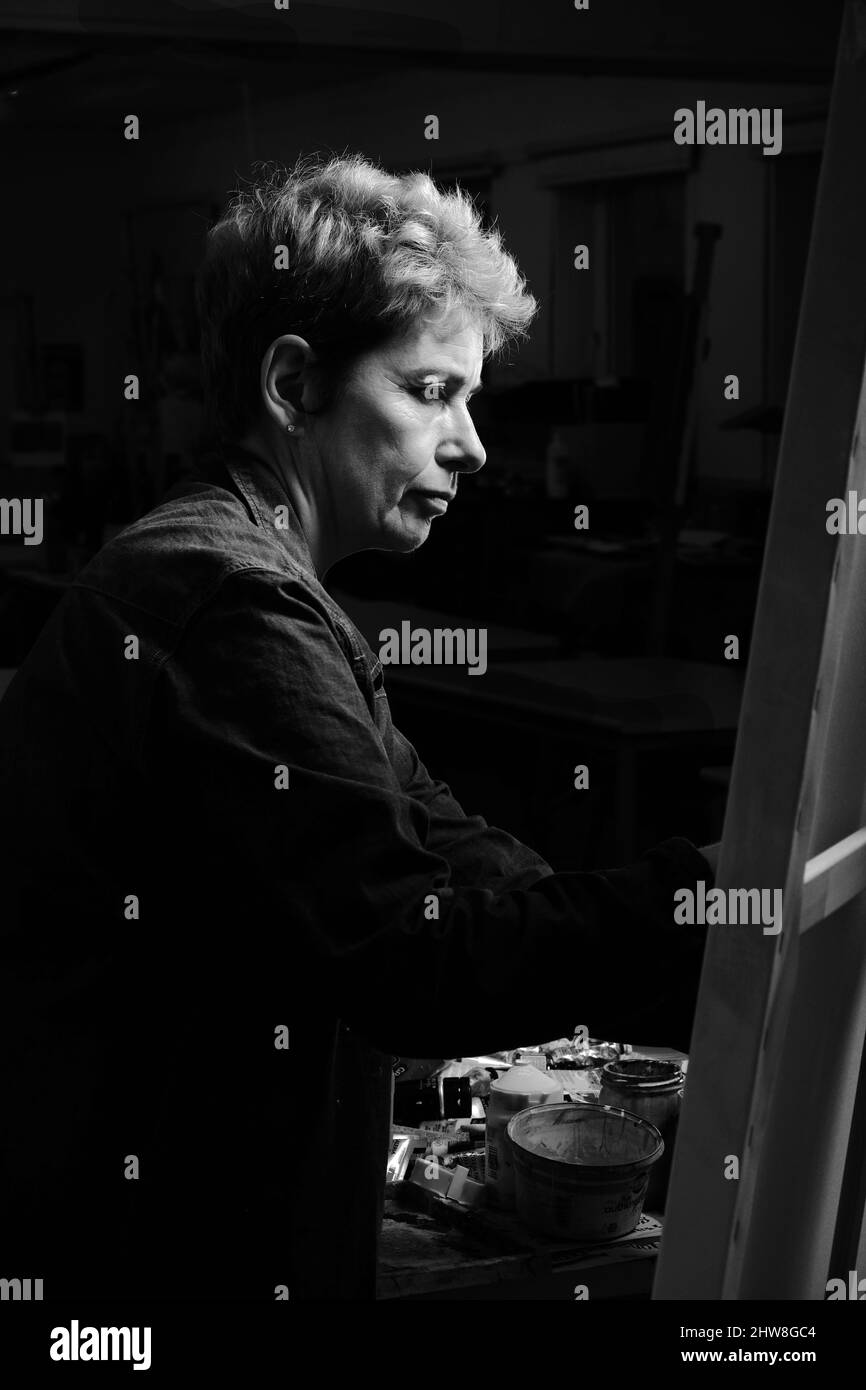 Paint on canvas Black and White Stock Photos & Images - Alamy