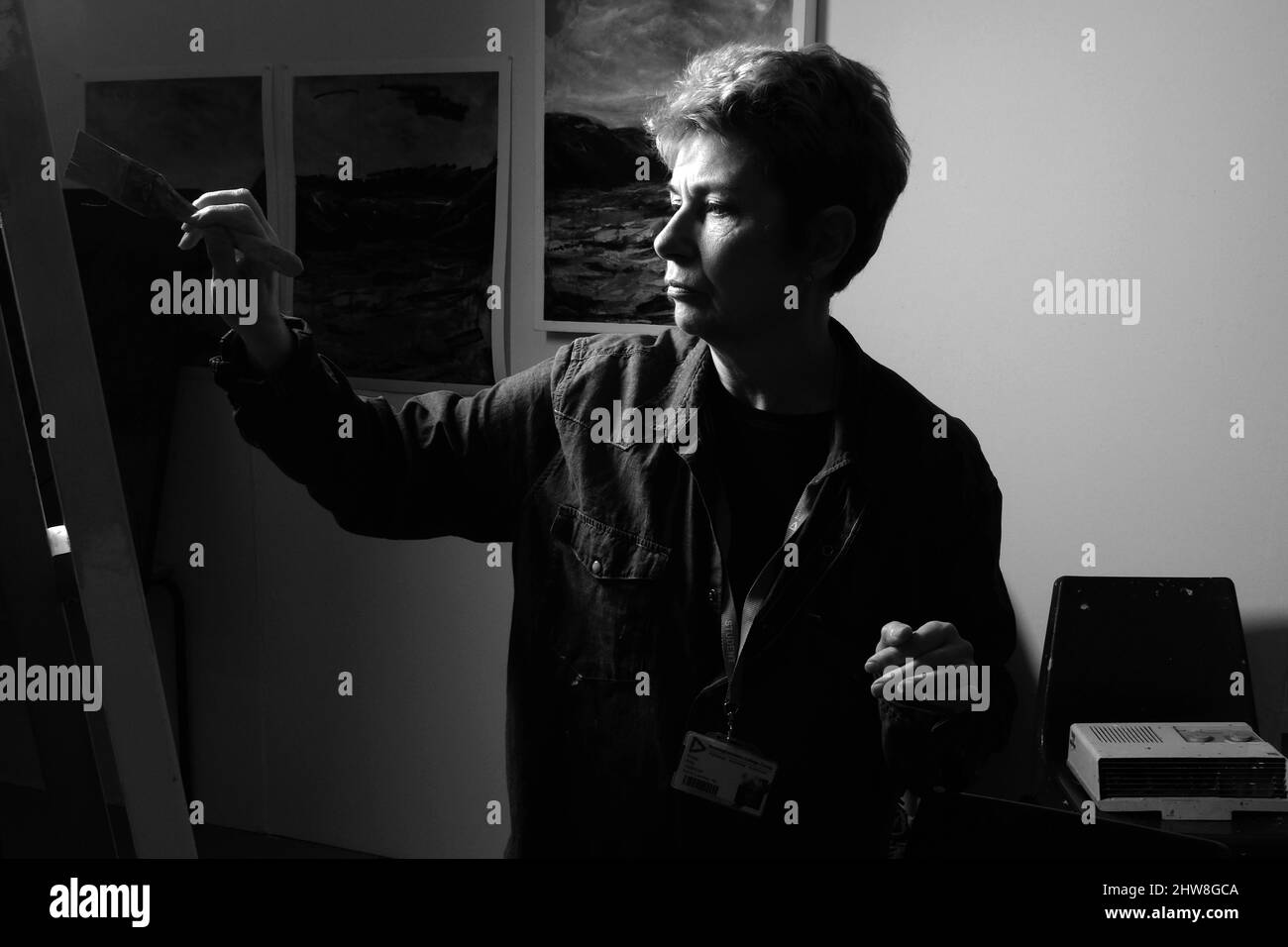 Paint on canvas Black and White Stock Photos & Images - Alamy