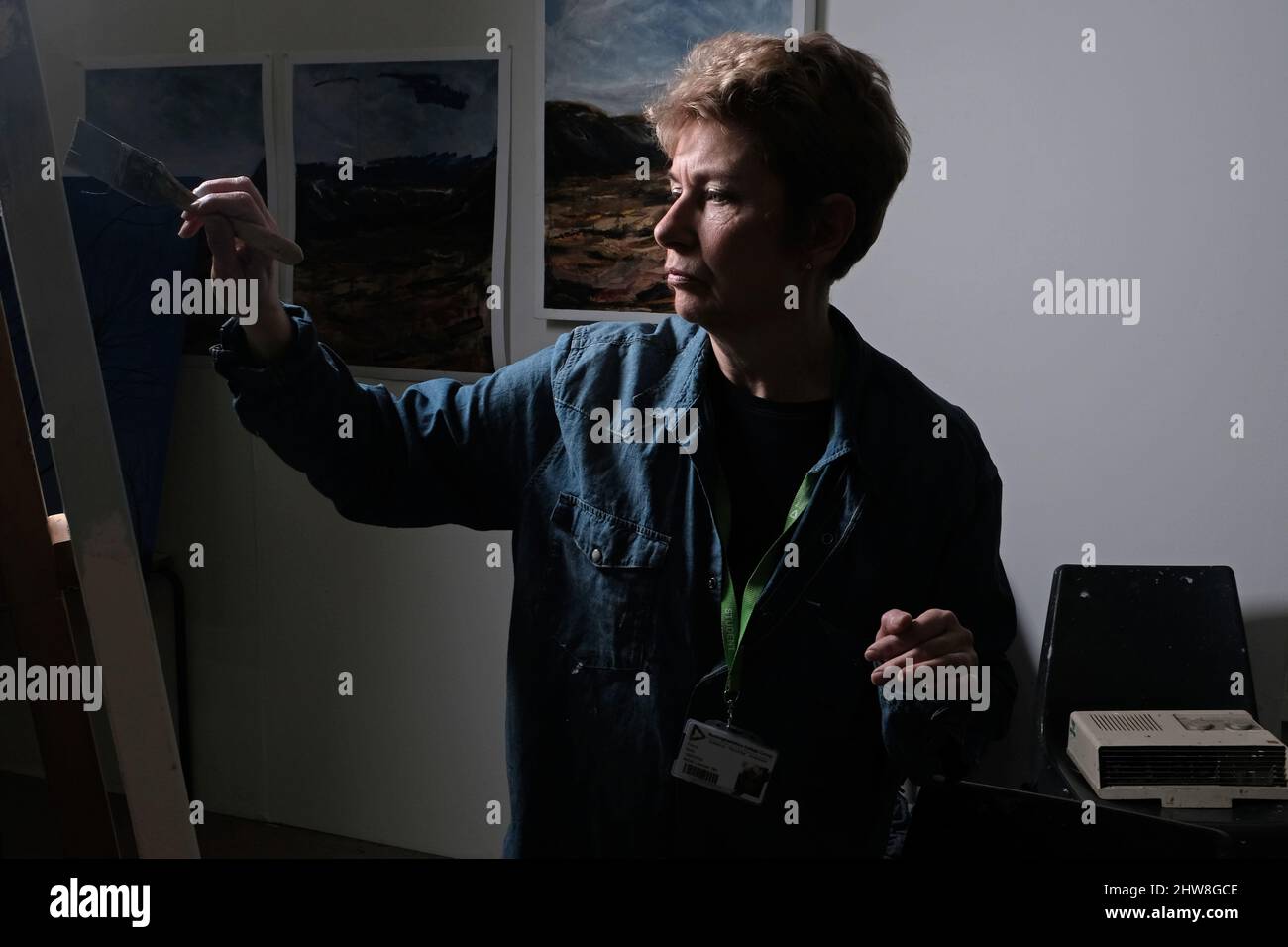 Artist (Fiona Kelly) Working on Canvas Stock Photo - Alamy