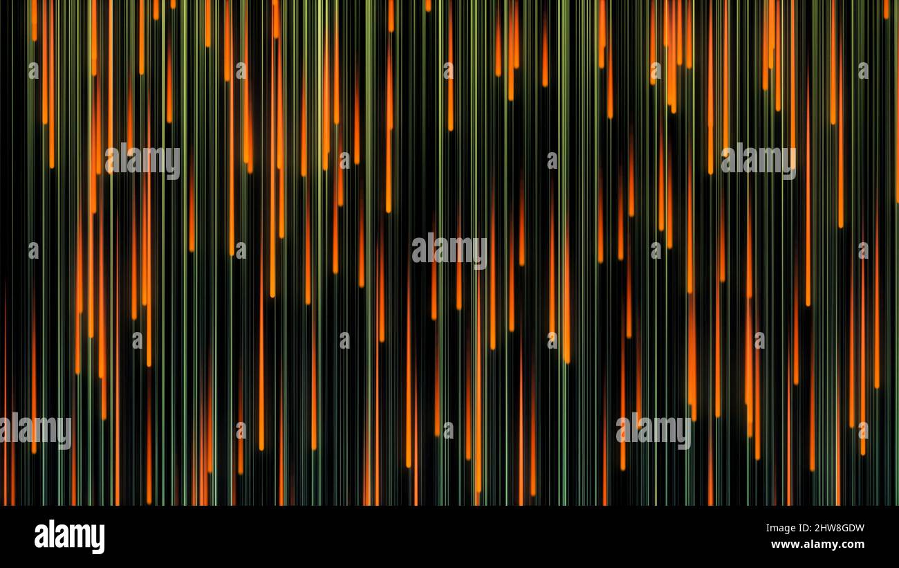 Abstract animation of bright digital rain of vertical colorful lines ...