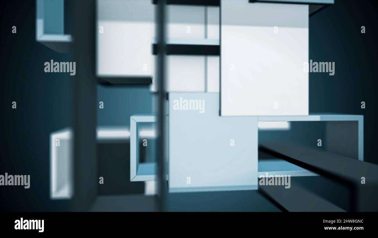 Abstract Animation Of Rotating Rectangular Design Elements Of Rectangular Design Rotating On