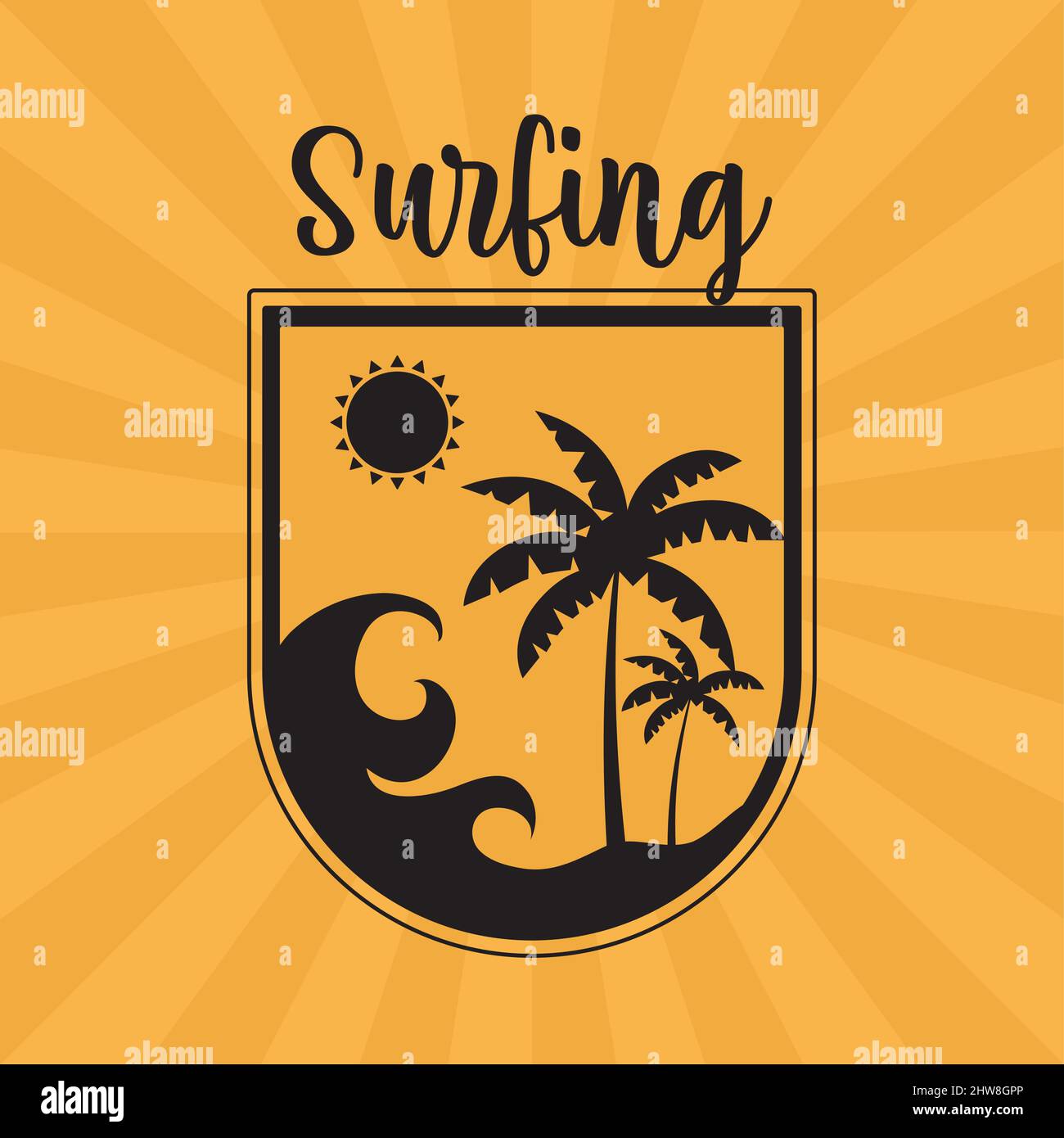 surfing badge card Stock Vector Image & Art - Alamy