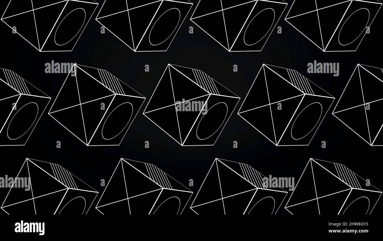 Rotating Cubes Animation Looping Animation Rotating Cubes Of White Lines On Black Background