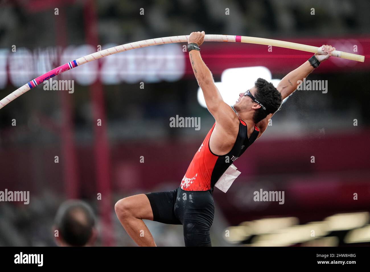 Ersu Sasma participating in the Tokyo 2020 Olympics in the pole vault ...