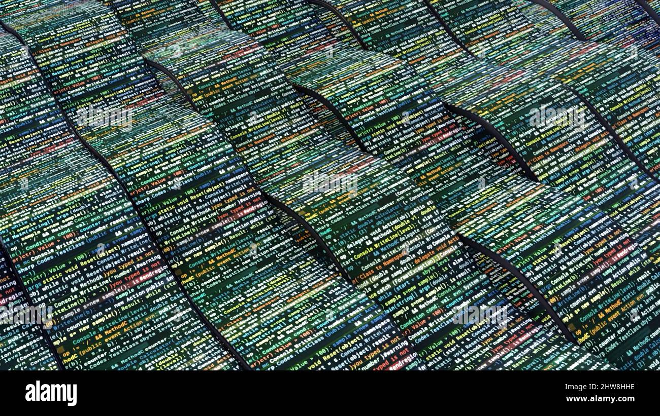 Moving wavy layers. Animation. Beautiful 3d lines move parallel to each ...