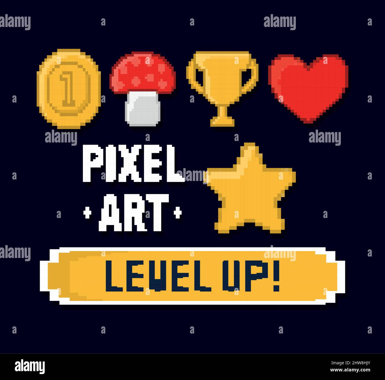 pixel art items poster Stock Vector Image & Art - Alamy