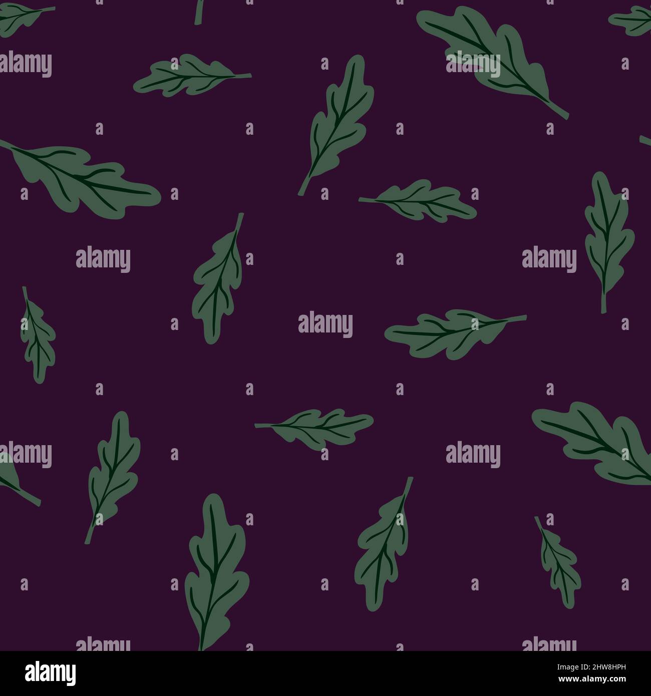 Oak leaf seamless pattern. Plant background. Repeated texture in doodle style for fabric ...