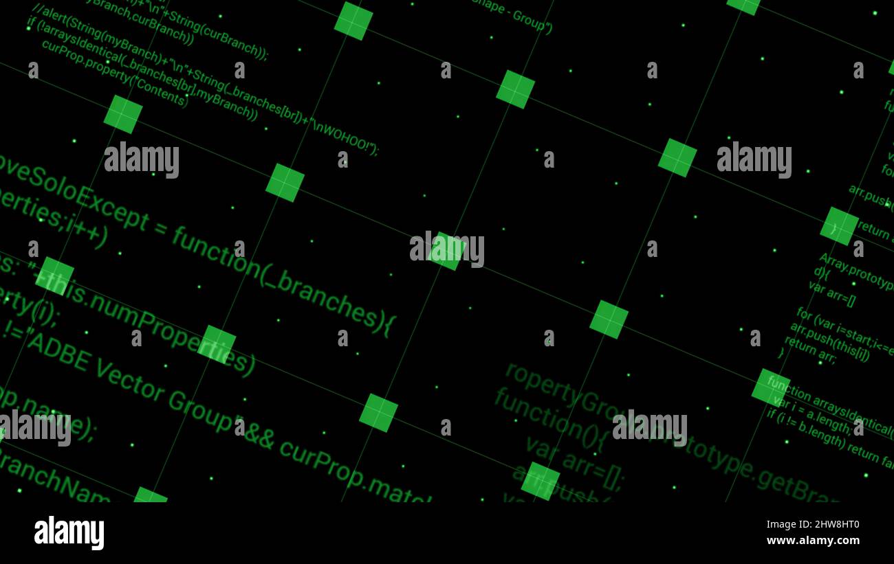 Rotating Background With Grid And Program Code Motion Grid With Squares And Written Program