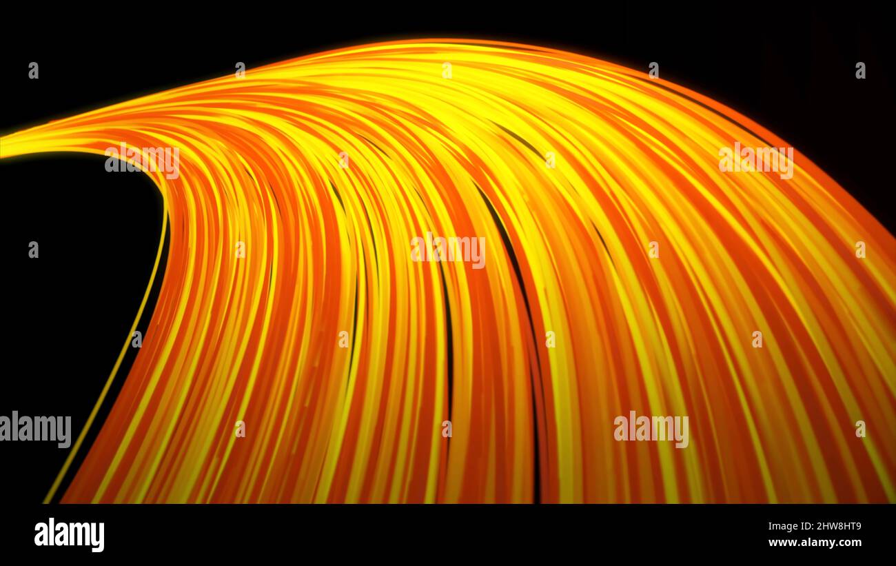Abstract animation of bright neon stream of multicolored neon rays ...