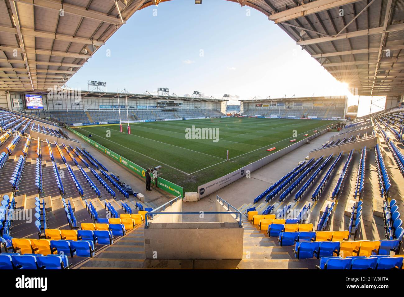 General view of The Halliwell Jones Stadium, Home of Warrington Wolves ...