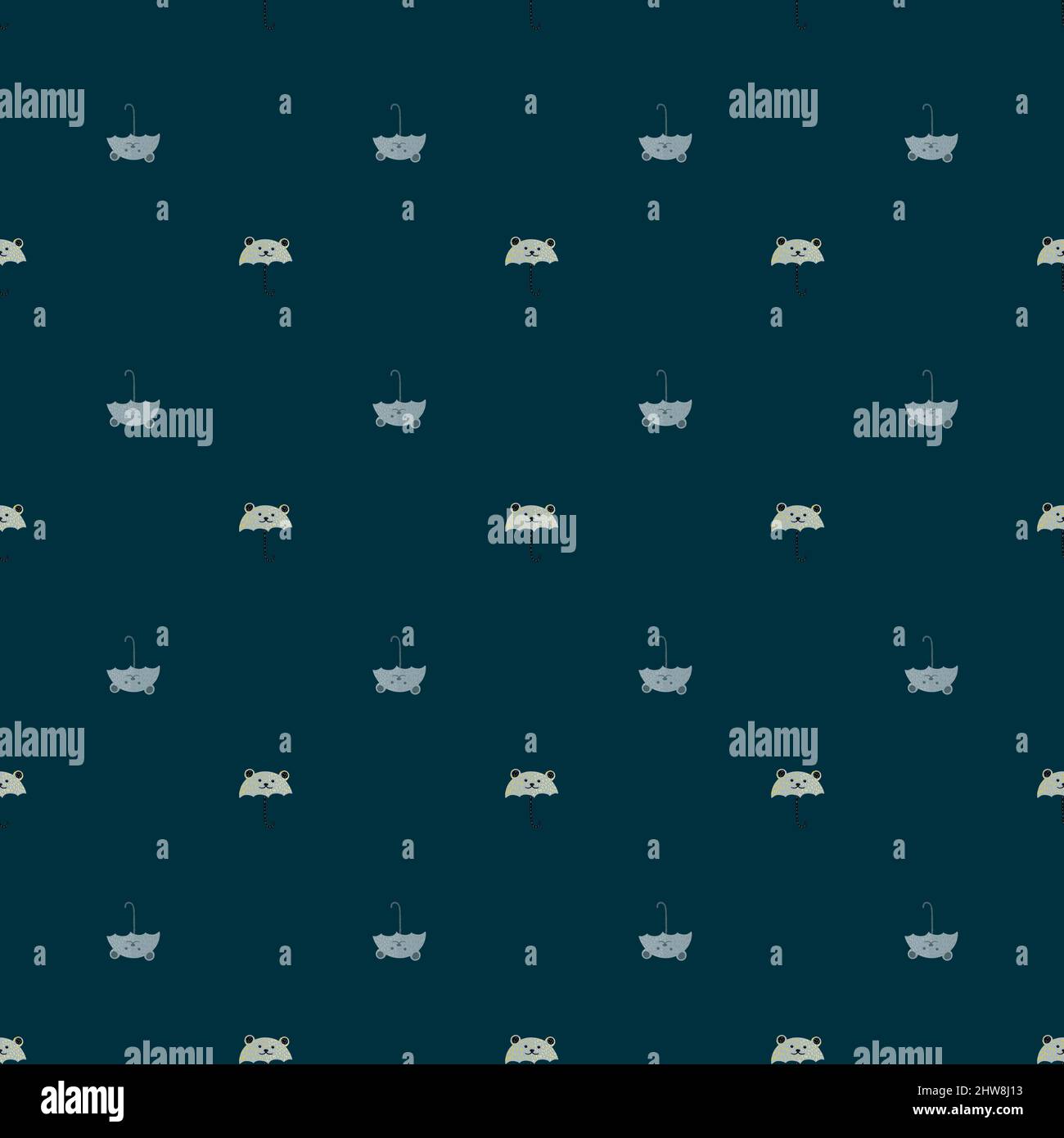 Bear umbrella seamless pattern. Funny characters background. Repeated texture in doodle style ...
