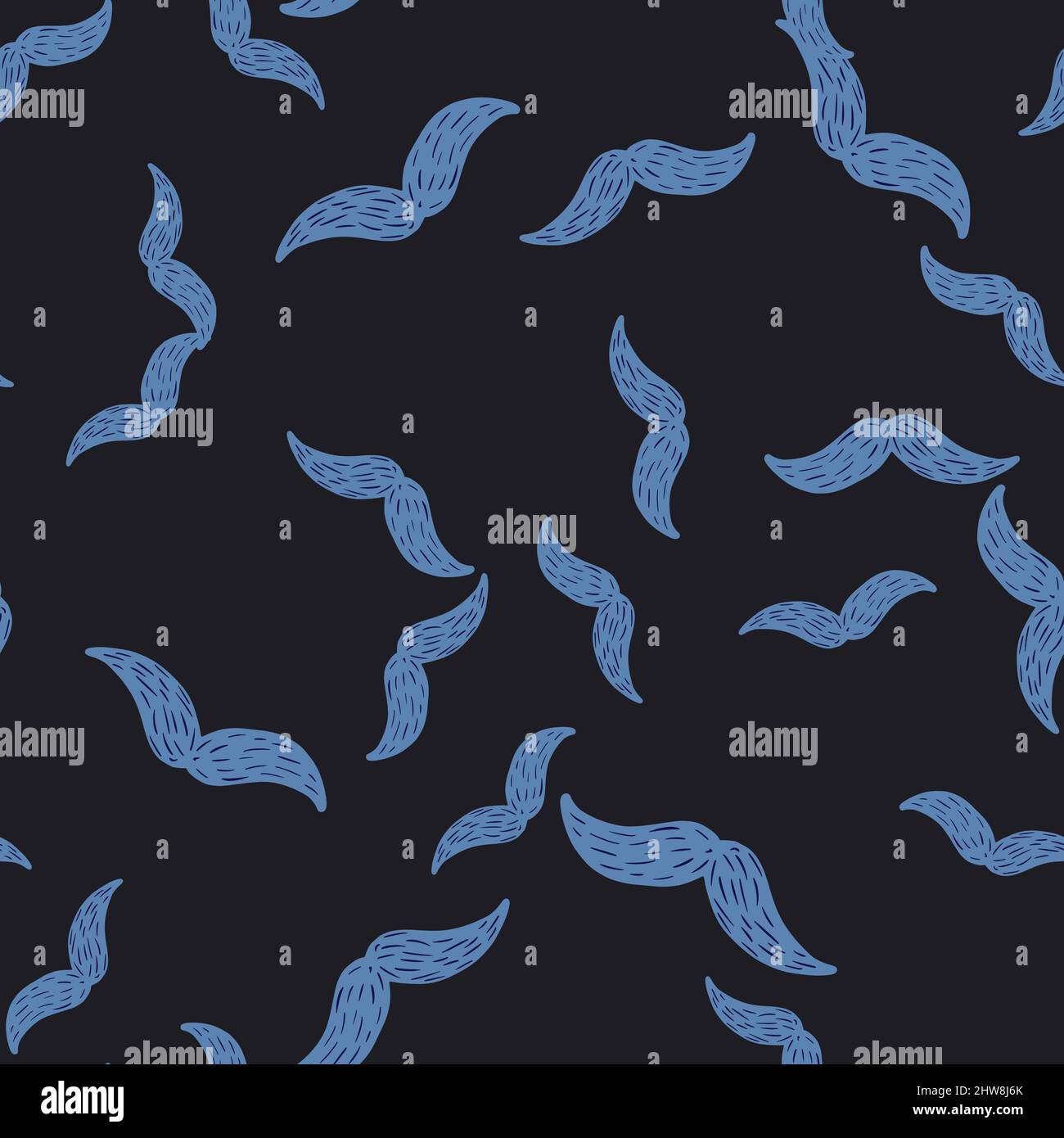 Mustache seamless pattern on. Vintage barber shop in doodle style. Hand ...