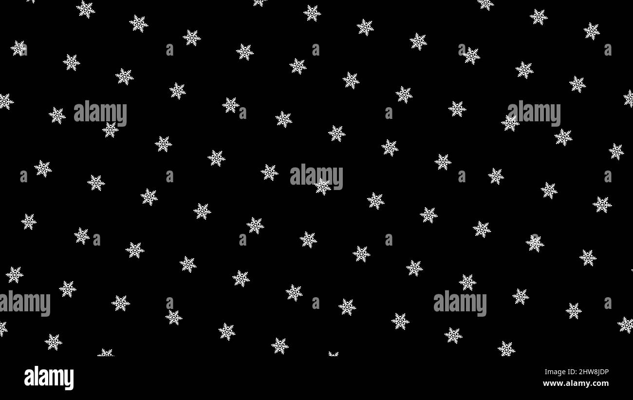 Repeating pattern of rotating snowflakes on black background. Animation ...