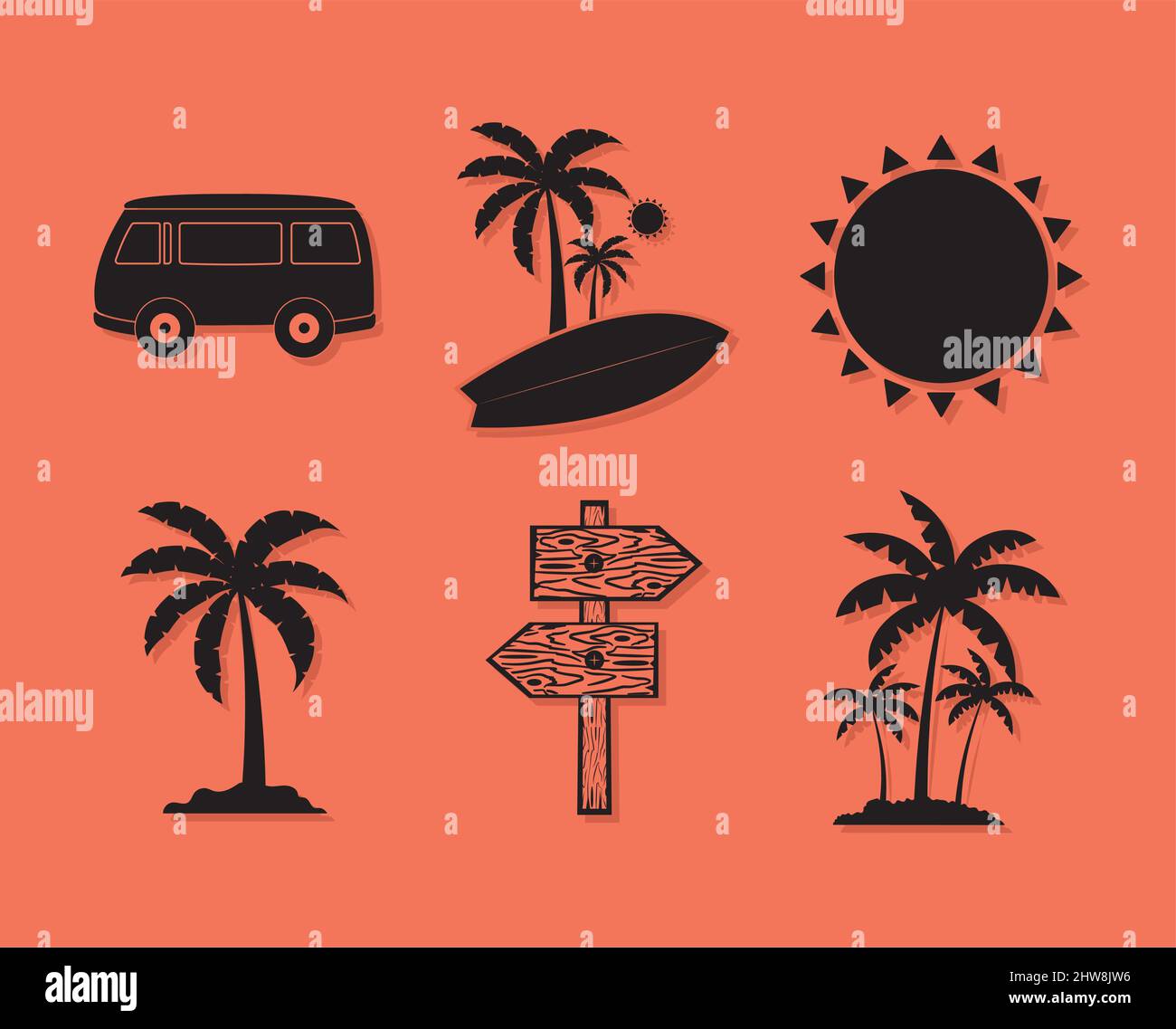 six surf icons Stock Vector Image & Art - Alamy