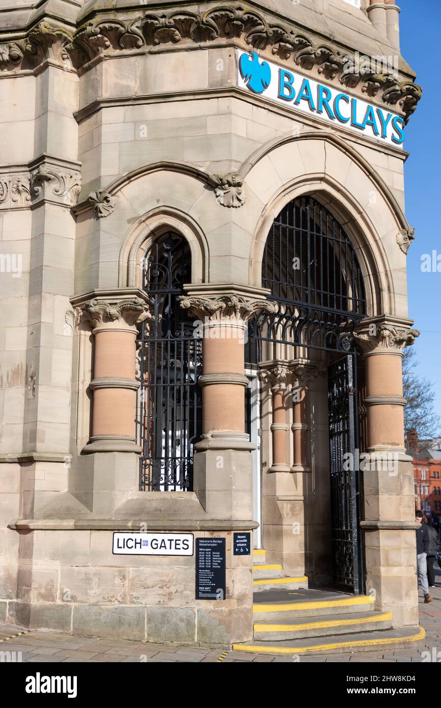 The frontage of Barclays Bank in Lichfield Street, Wolverhampton. A ...