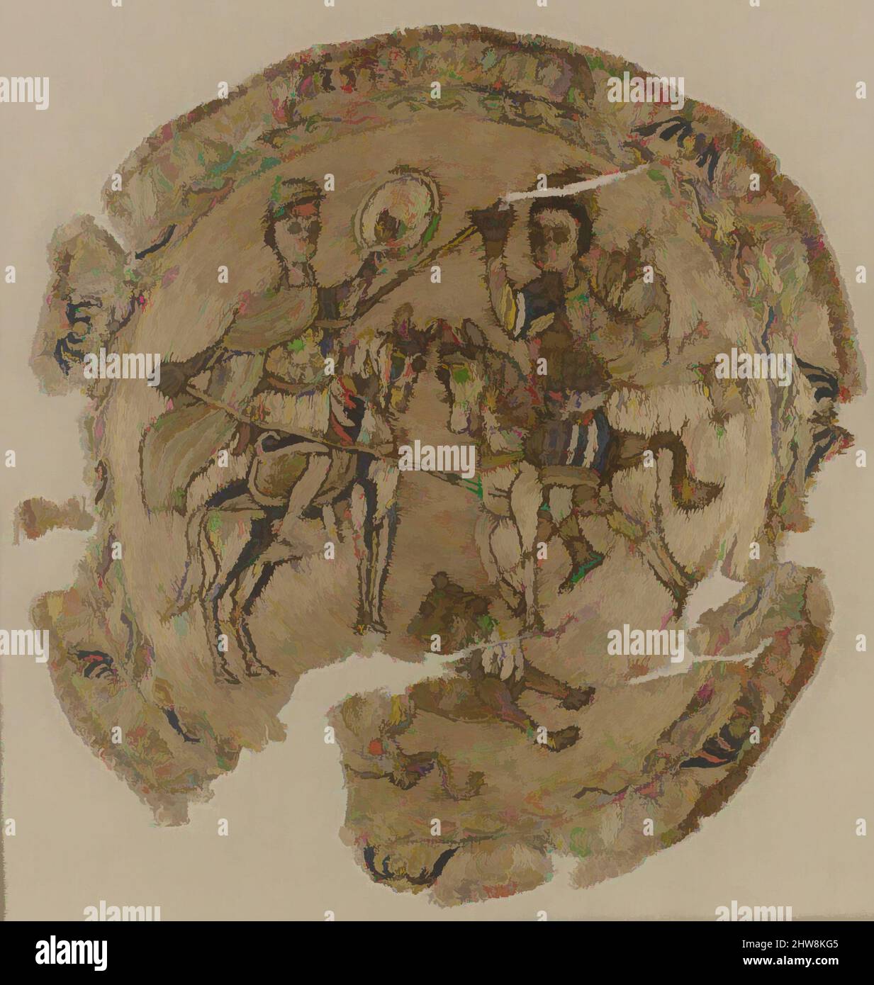 Art inspired by Roundel with Mounted Warriors and a Lion, probably 6th ...