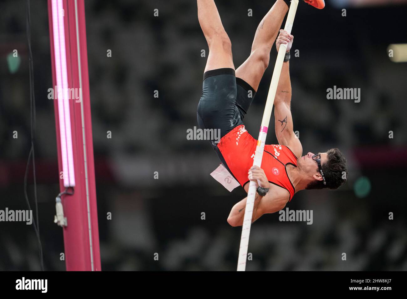 Ersu Sasma participating in the Tokyo 2020 Olympics in the pole vault ...