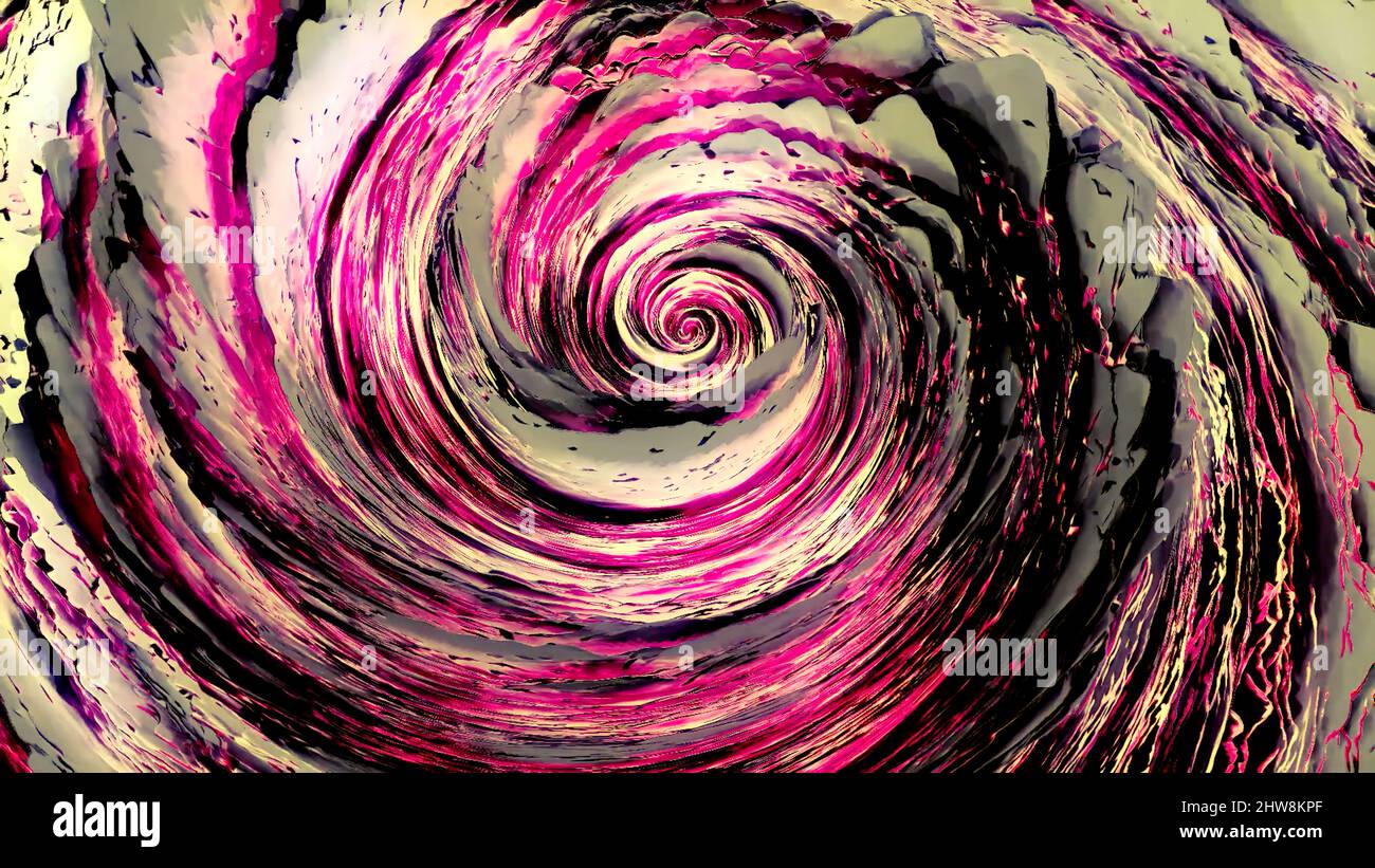 Abstract white, black, and pink 3D spiral shaped tornado with unusual ...
