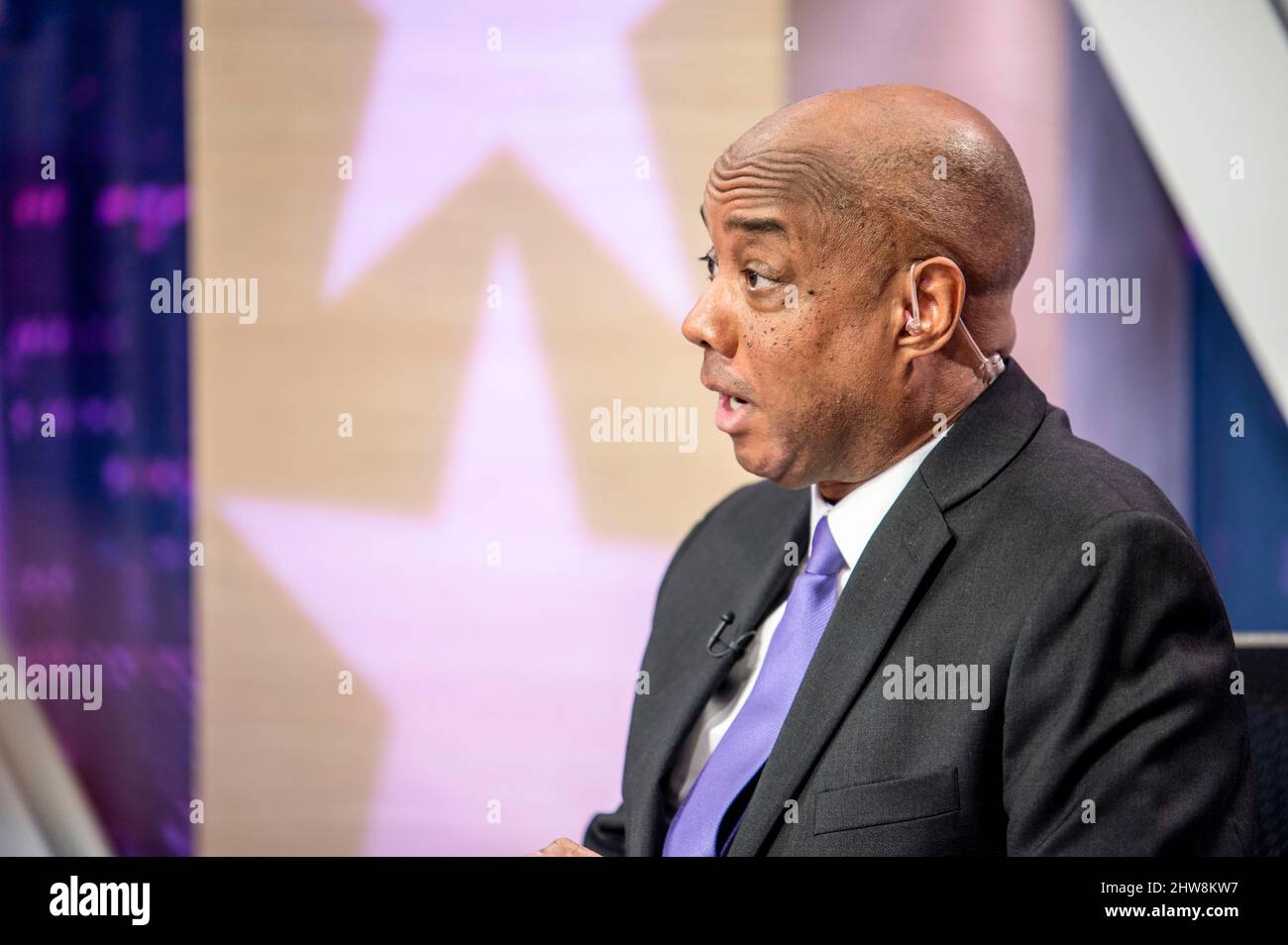 Reporter asking question during debate hi-res stock photography and ...