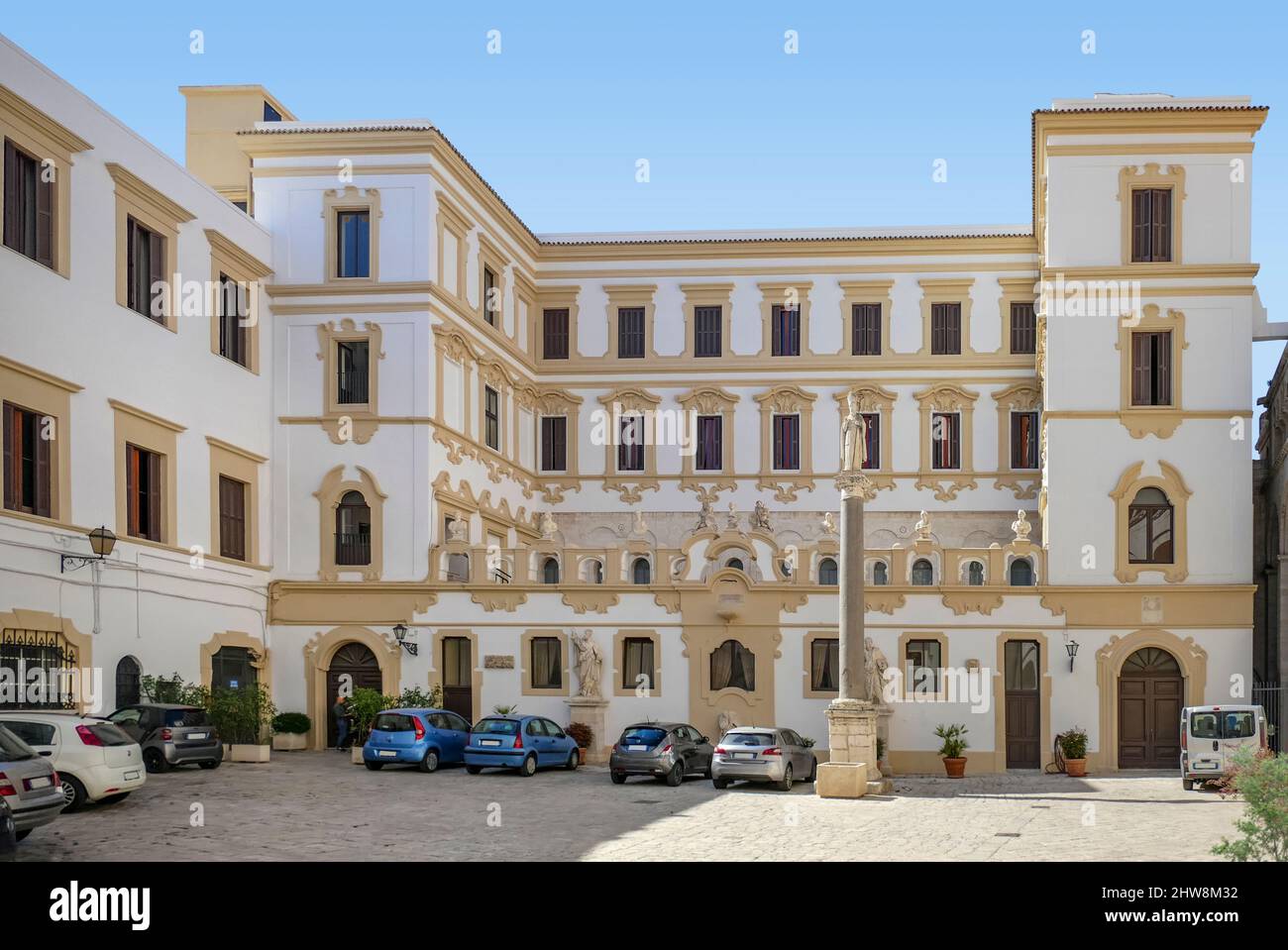 Ornamented building in Bari, the capital city of the Apulia region in ...