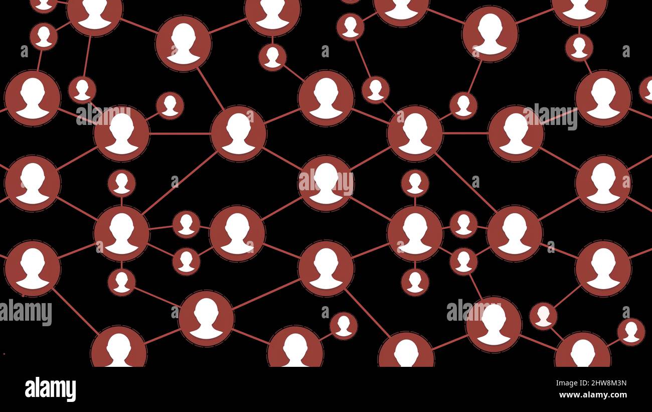 Abstract visualization of a social network. Social group network on ...