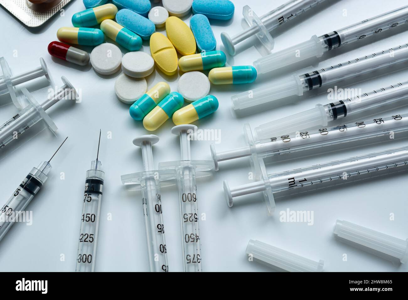 Assorted pharmaceutical medicine pills, tablets and capsules and ...