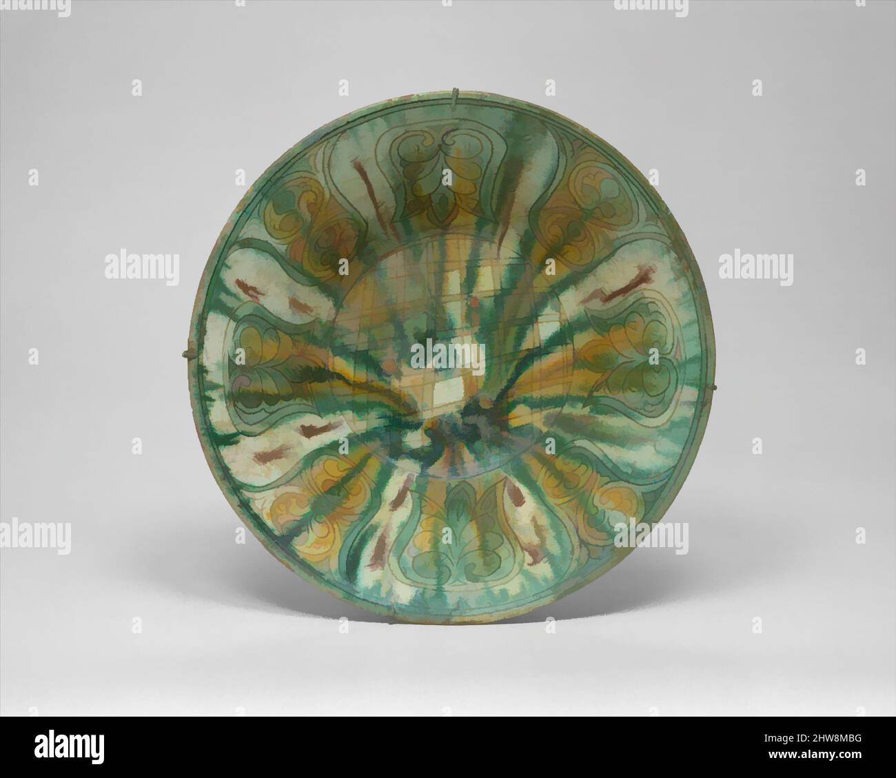Art inspired by Bowl with Green, Yellow, and Brown Splashed Decoration ...
