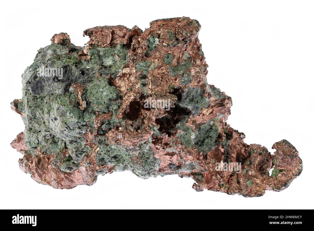 native copper from Caledonia Mine, Michigan isolated on white ...