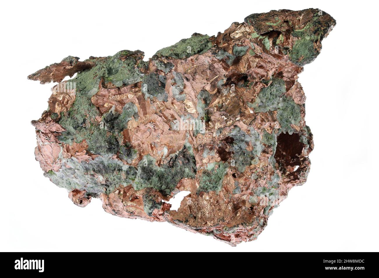 native copper from Caledonia Mine, Michigan isolated on white ...