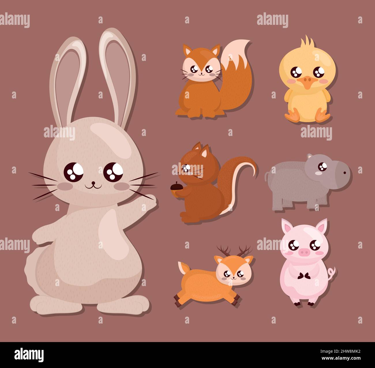 seven cute animals Stock Vector Image & Art - Alamy