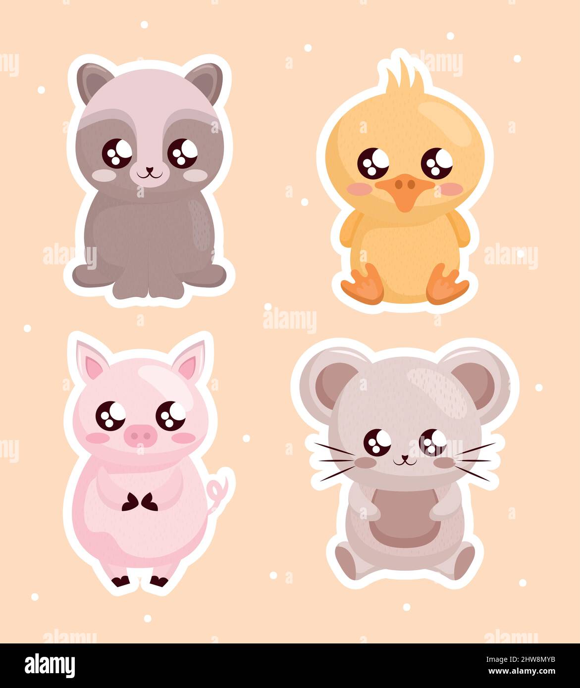 four cute animals Stock Vector Image & Art - Alamy
