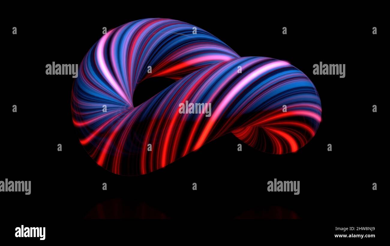 Coloured curved figure torus. Three-dimensional animation of bundle of ...