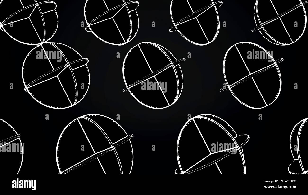 Animation of intersecting white circles. Abstract animation of rotating ...