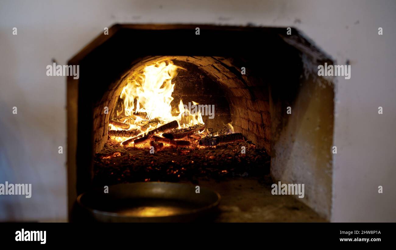 Fire in the Russian stove. Fire In The Russian Traditional Stove. Heat ...