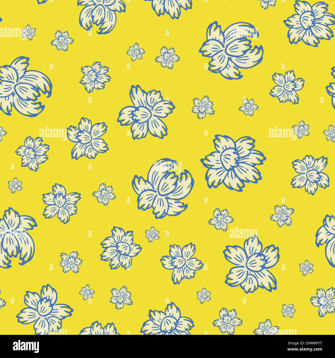 Abstract daffodil flowers vector seamless pattern background. Bright ...