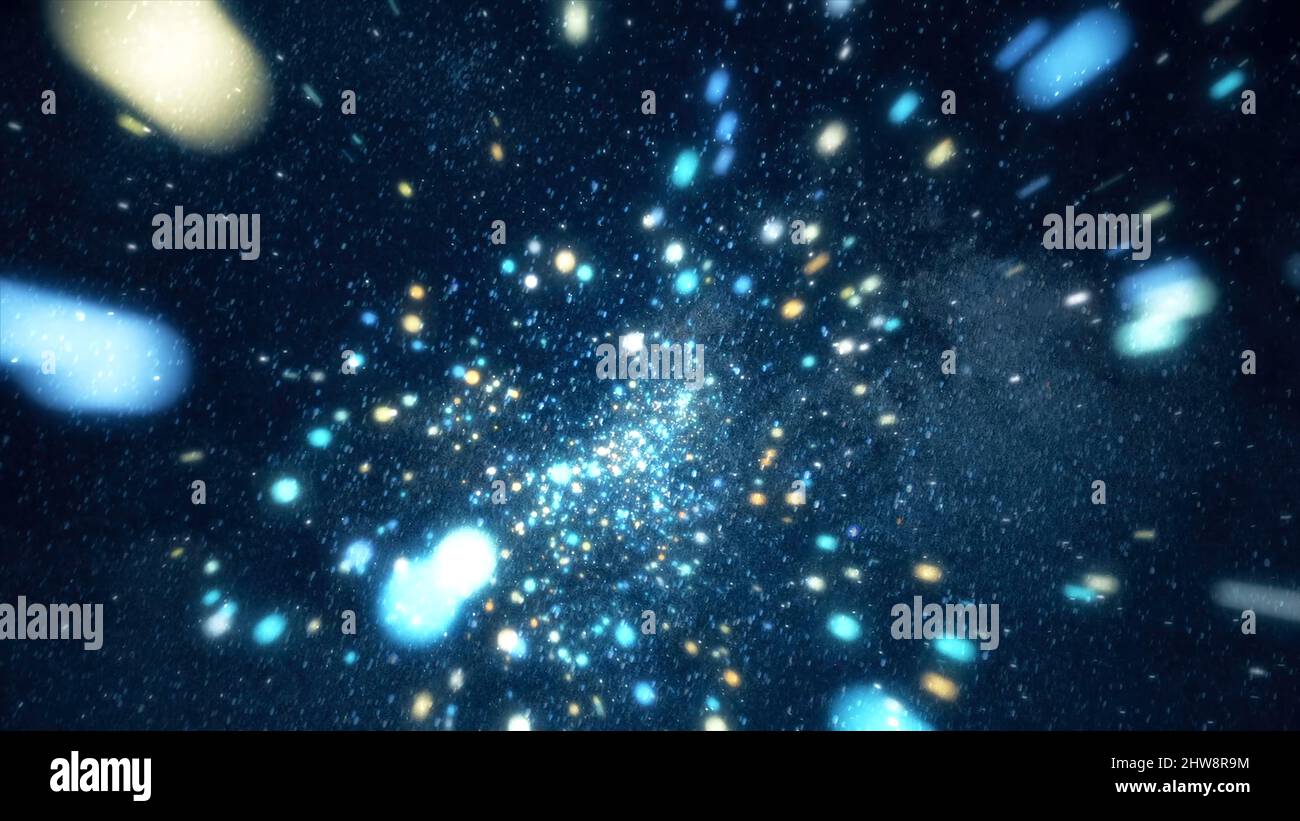 Abstract cosmic space with bright stars. Animation. Moving among bright ...