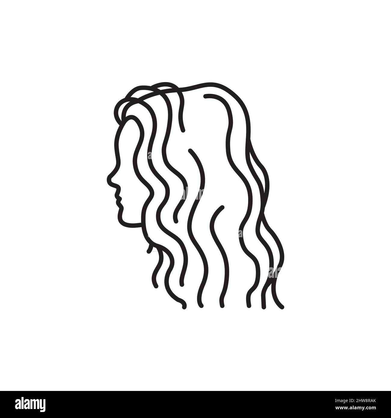 Woman red curly hair color line icon. Beauty industry. Hairdresser ...