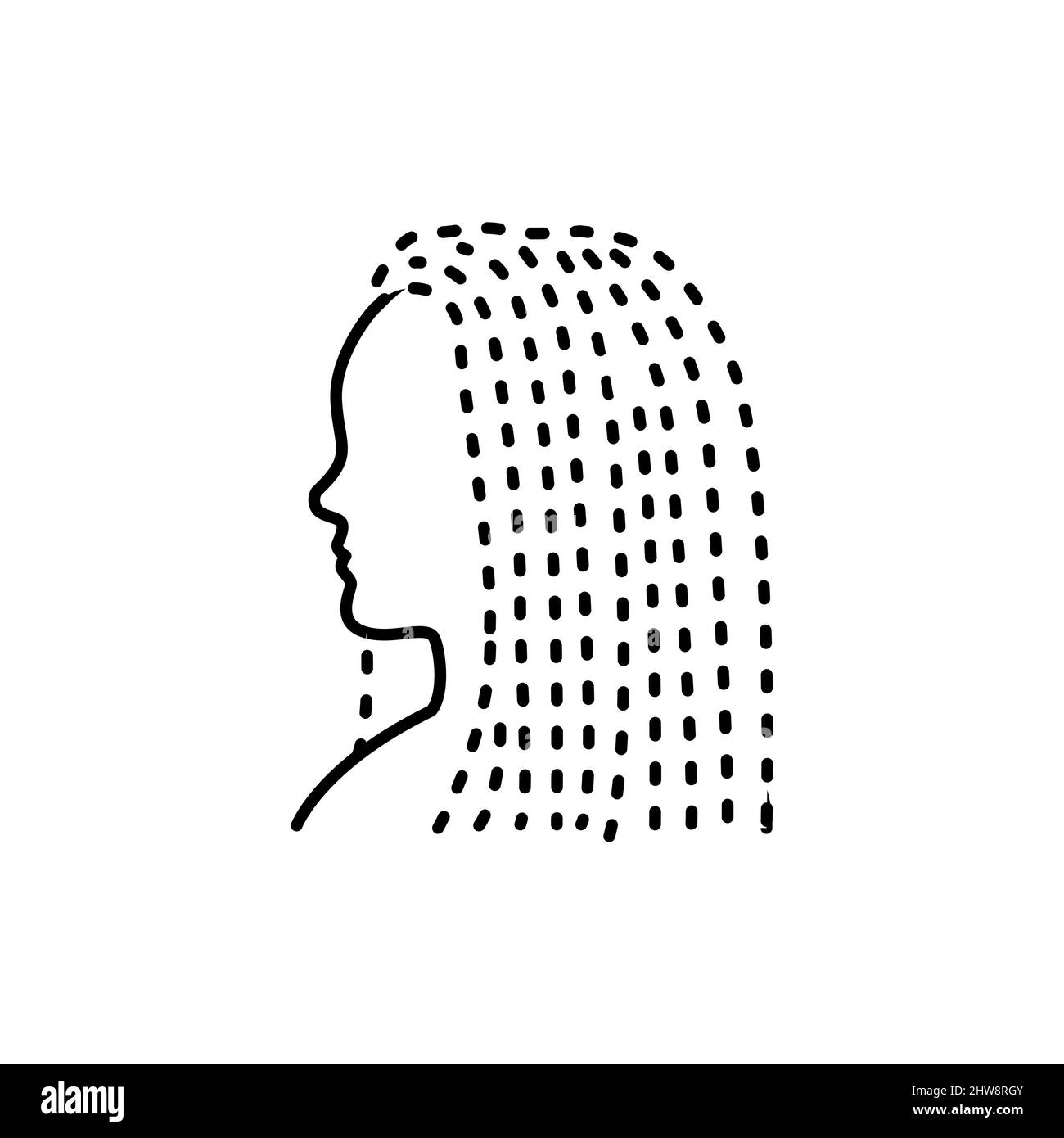 Woman dreadlocks color line icon. Beauty industry. Hairdresser service ...