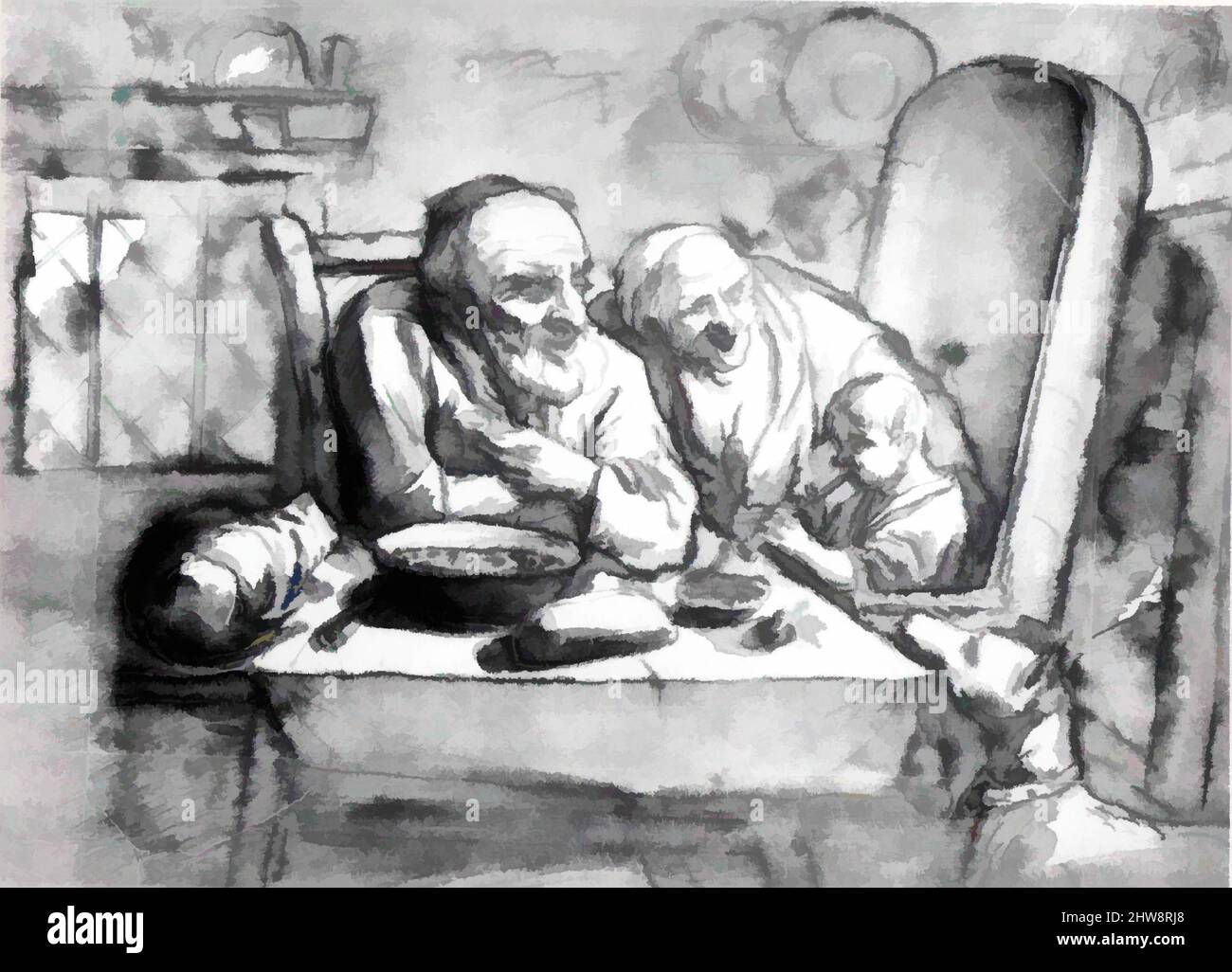 Art inspired by Old Couple with a Child Playing a Pipe, late 18th ...