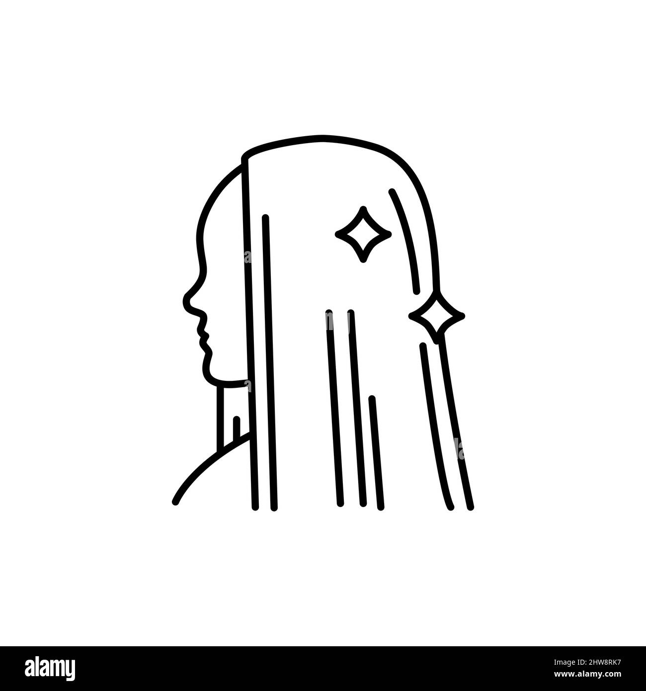 Woman lamination of hair color line icon. Beauty industry. Hairdresser ...