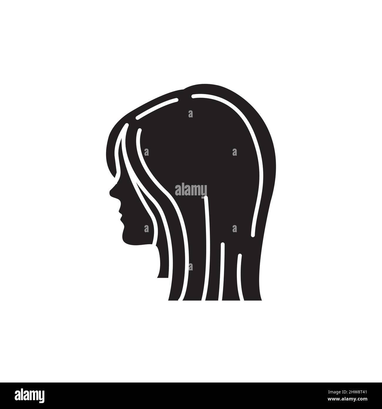 Woman hairstyle color line icon. Beauty industry. Hairdresser service ...