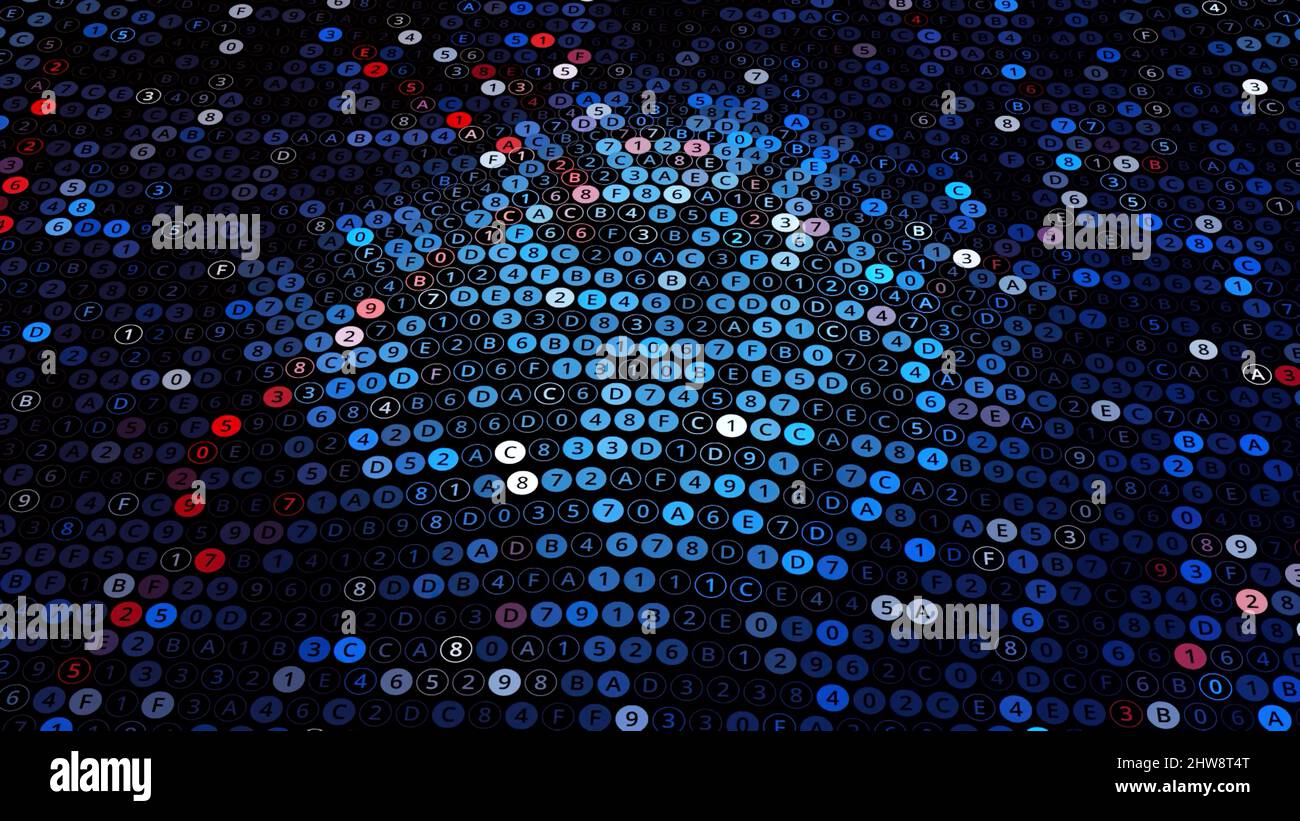 Waves on computer field with cells. Animation. Ripples on cybernetic ...