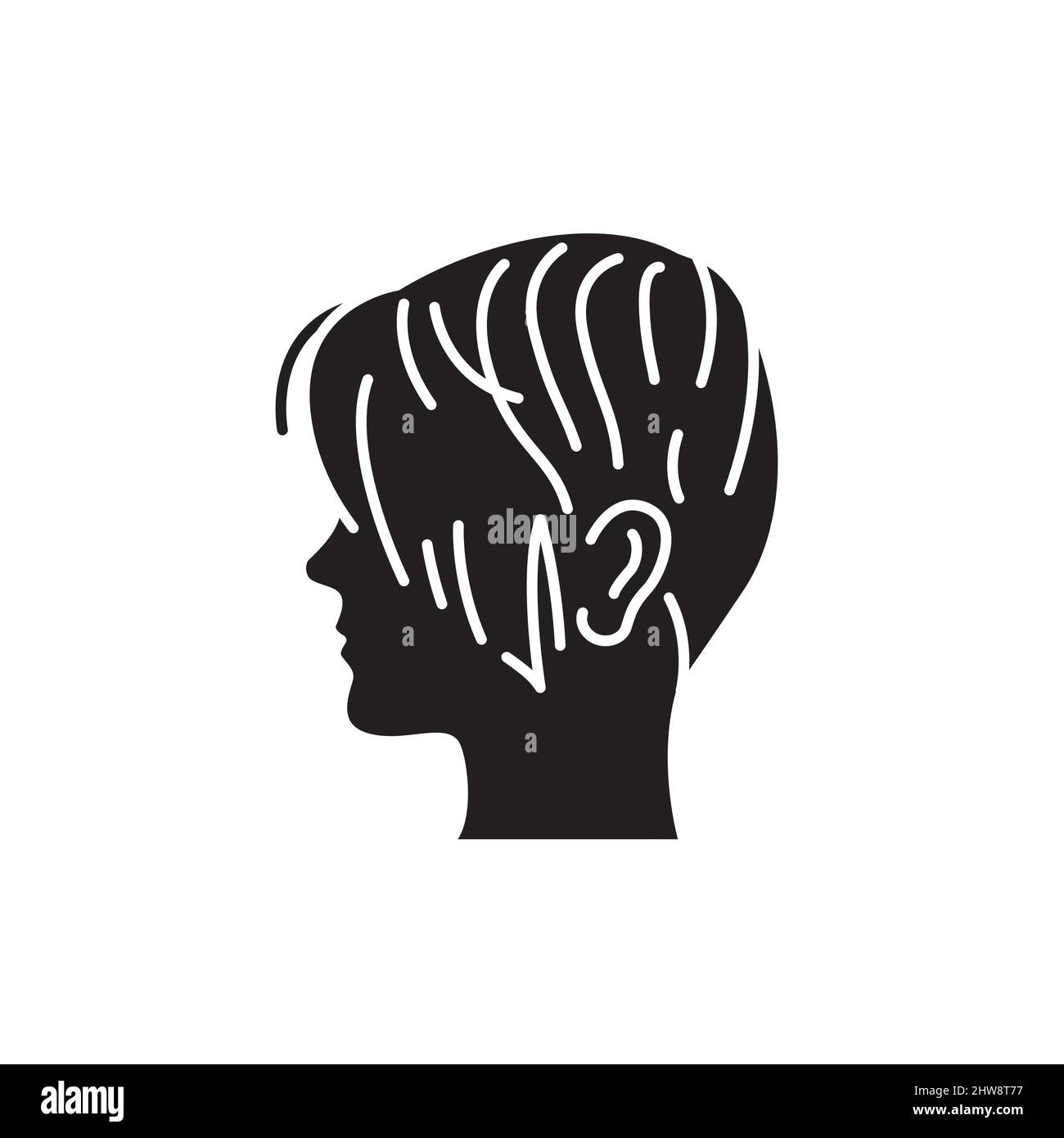 Woman short hair color line icon. Beauty industry. Hairdresser service ...