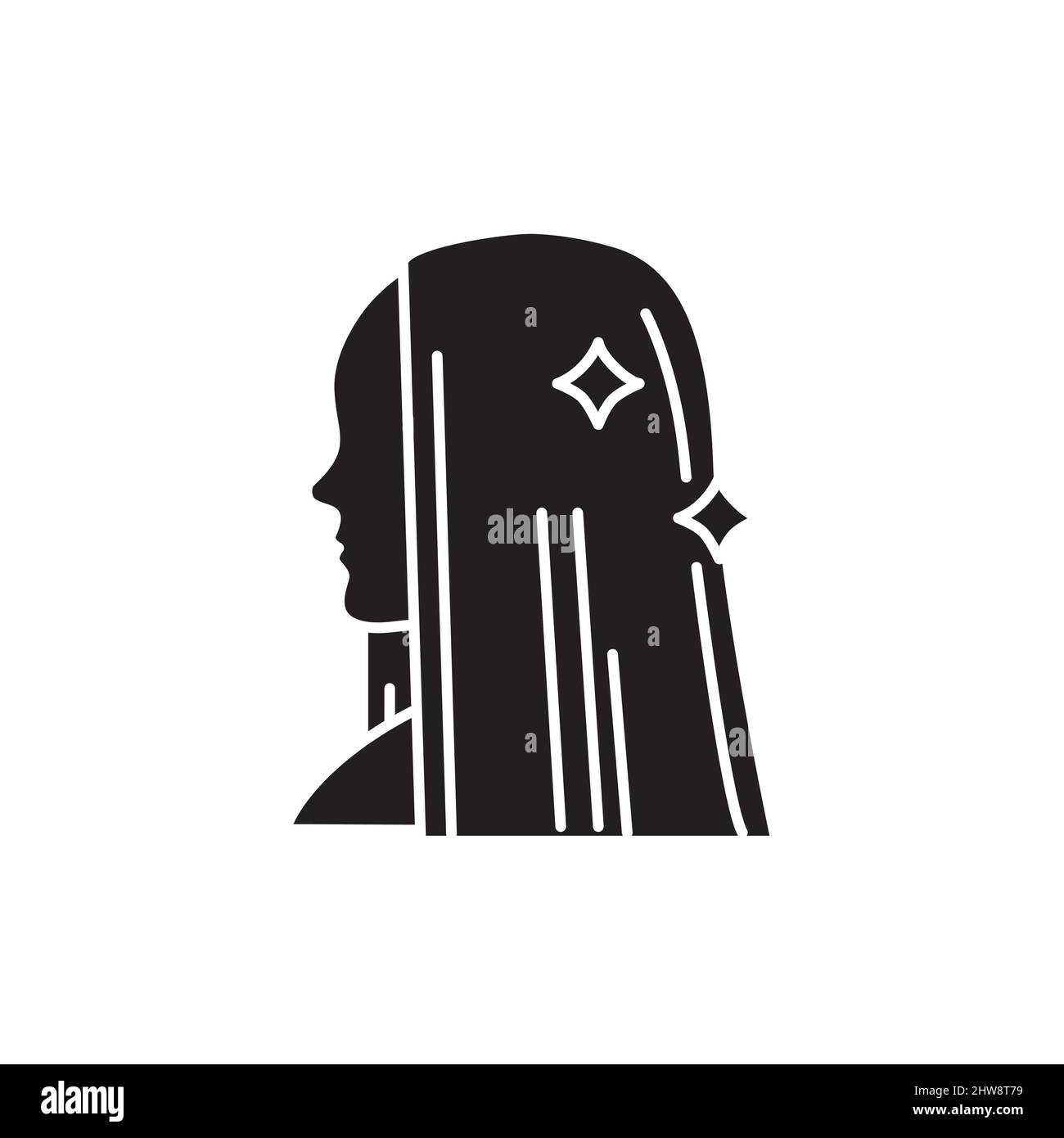 Woman lamination of hair color line icon. Beauty industry. Hairdresser ...