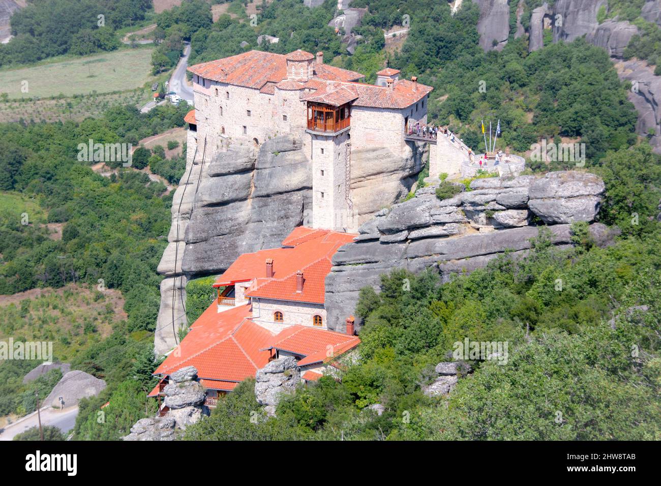 Beautiful view of mountains and a monastery on a hill Stock Photo - Alamy