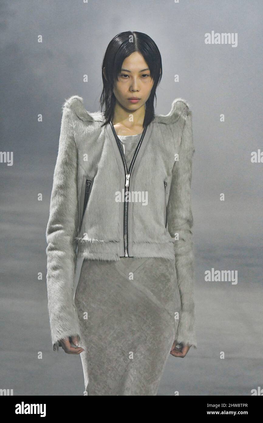 Model Aniki Lin walks on the runway at the Rick Owens fashion show ...