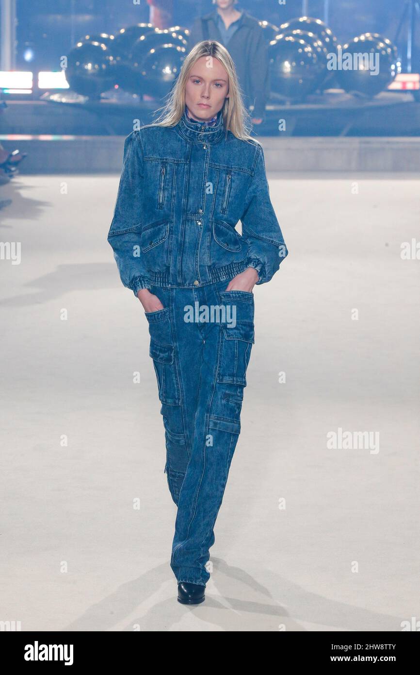 Model Kiki Willems walks on the runway at the Isabel Marant fashion ...