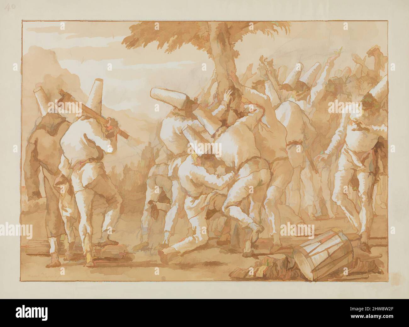 Art inspired by Punchinellos Felling (or Planting) a Tree, late 18th ...